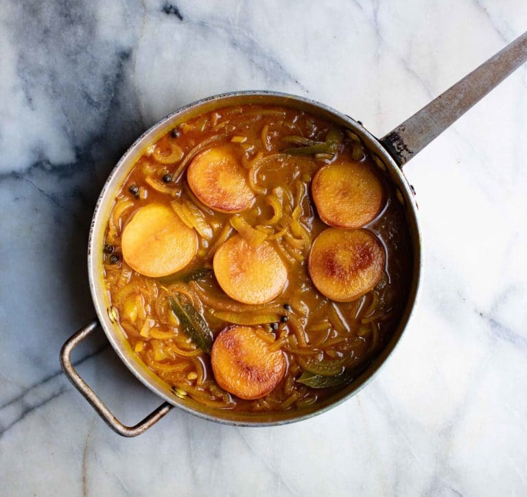 Pickled baby hake with peaches | JAN Online